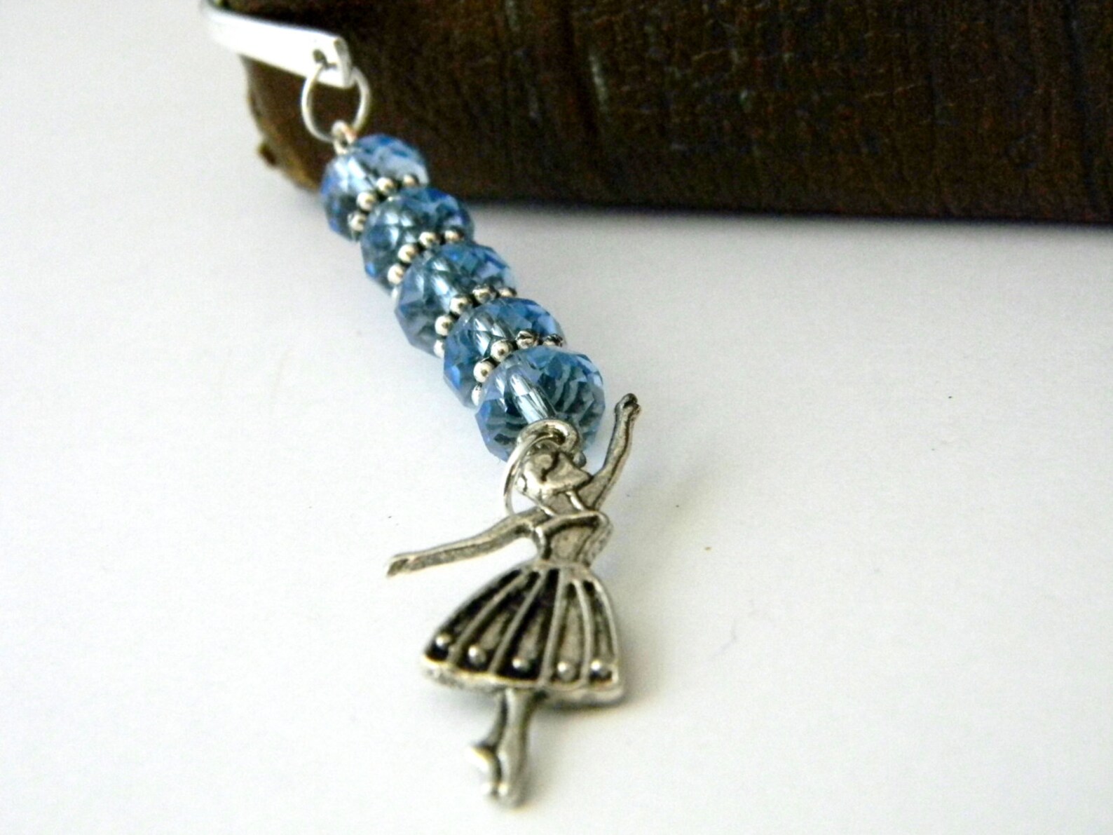 Ballerina Bookmark With Blue Glass Beads Silver Plated Steel Dance ...