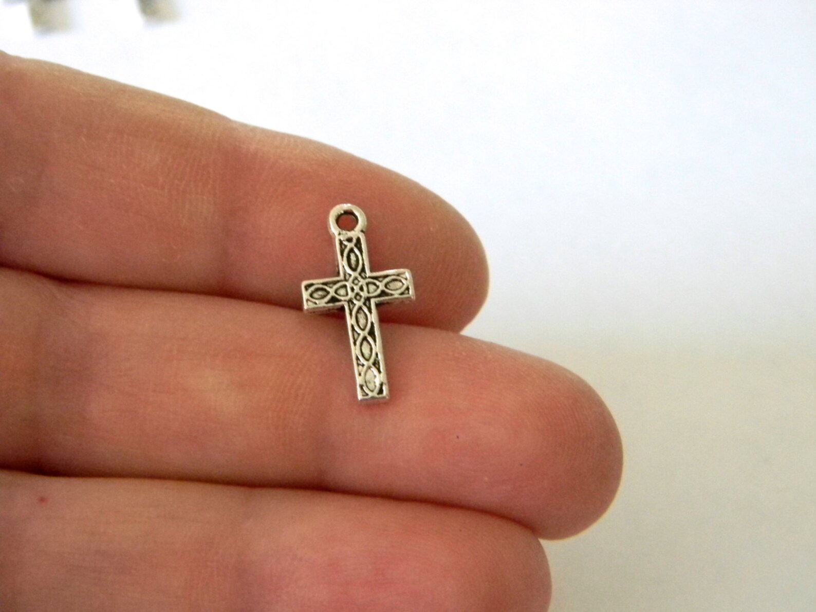 Infinity Pattern Cross Charms Set of 10 Silver Color 18x10mm - Etsy