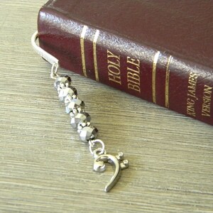Bass Clef Bookmark With Silver Glass Beads Shepherd Hook Steel Bookmark ...
