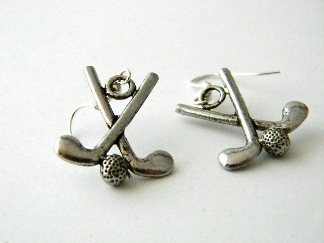 Golf Club Earrings Silver Color Dangle Earrings - Etsy
