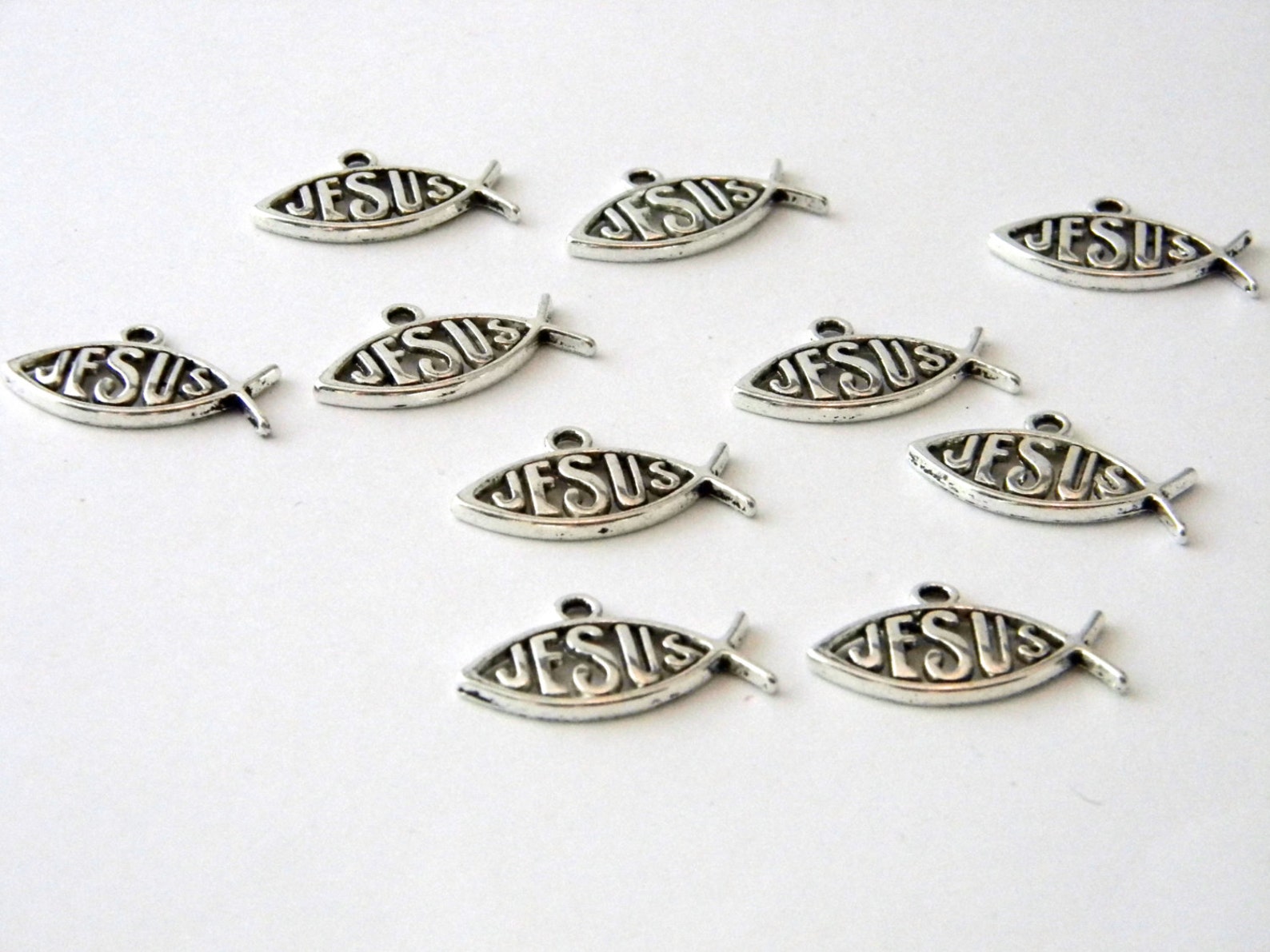 Jesus Fish Symbol Charms Set of 10 Silver Color 13x23mm - Etsy