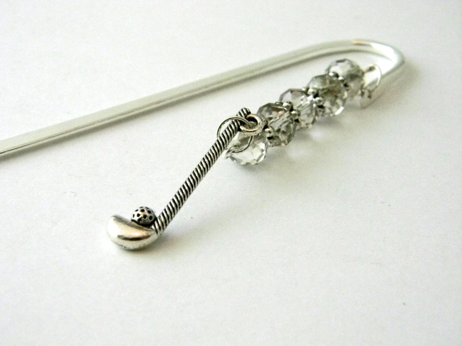 Golf Club Bookmark With Smoky Quartz Glass Beads - Etsy
