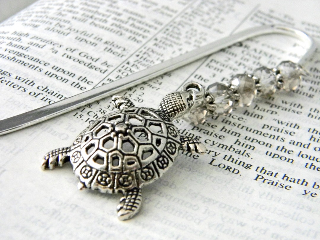 Turtle Bookmark With Smoky Quartz Glass Beads Shepherd Hook Steel ...