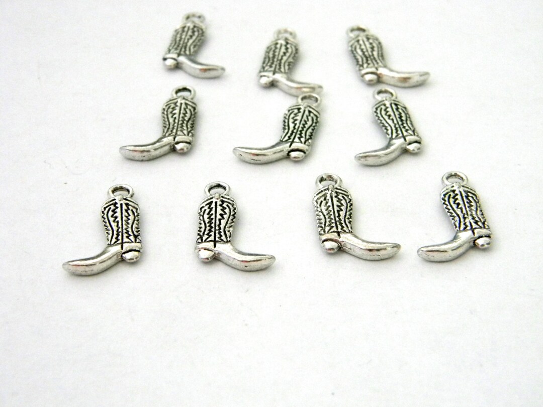 Cowboy Boot Charms Set of 10 Silver Color 19x12mm Double Sided - Etsy