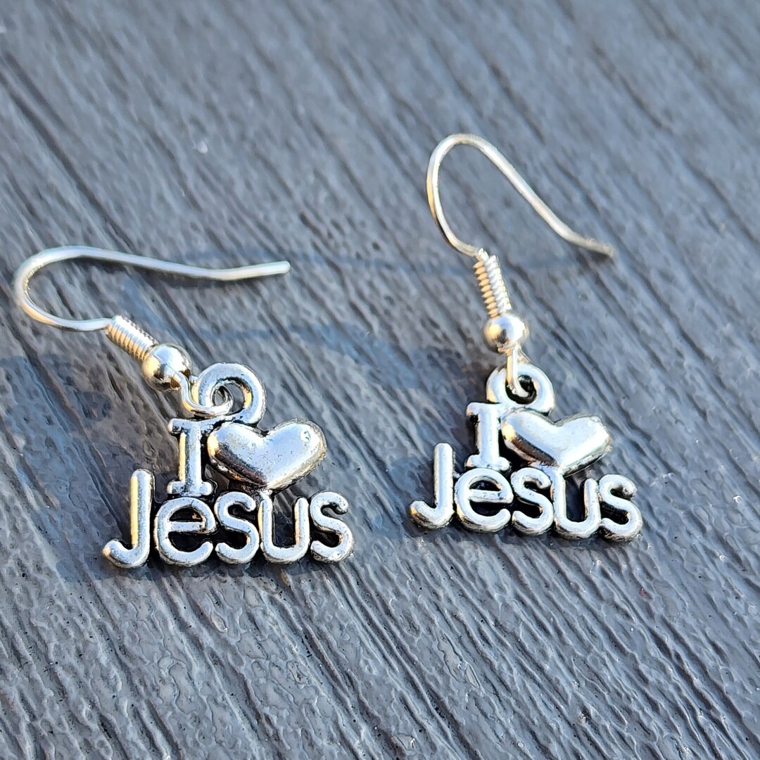 I Love Jesus Earrings Silver Color Dangle Earrings - Etsy
