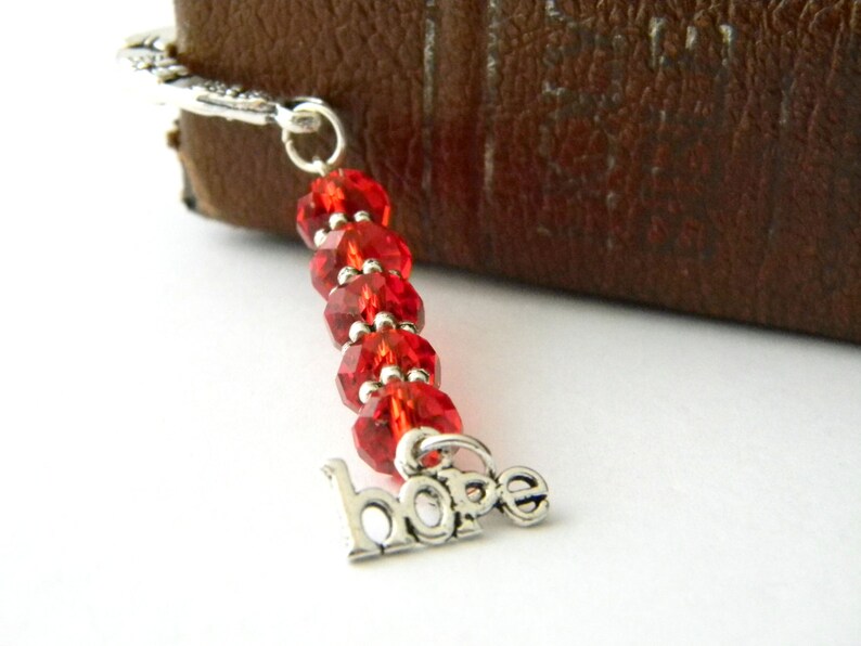 Fancy Hope Bookmark With Red Glass Beads Shepherd Hook Silver Color - Etsy