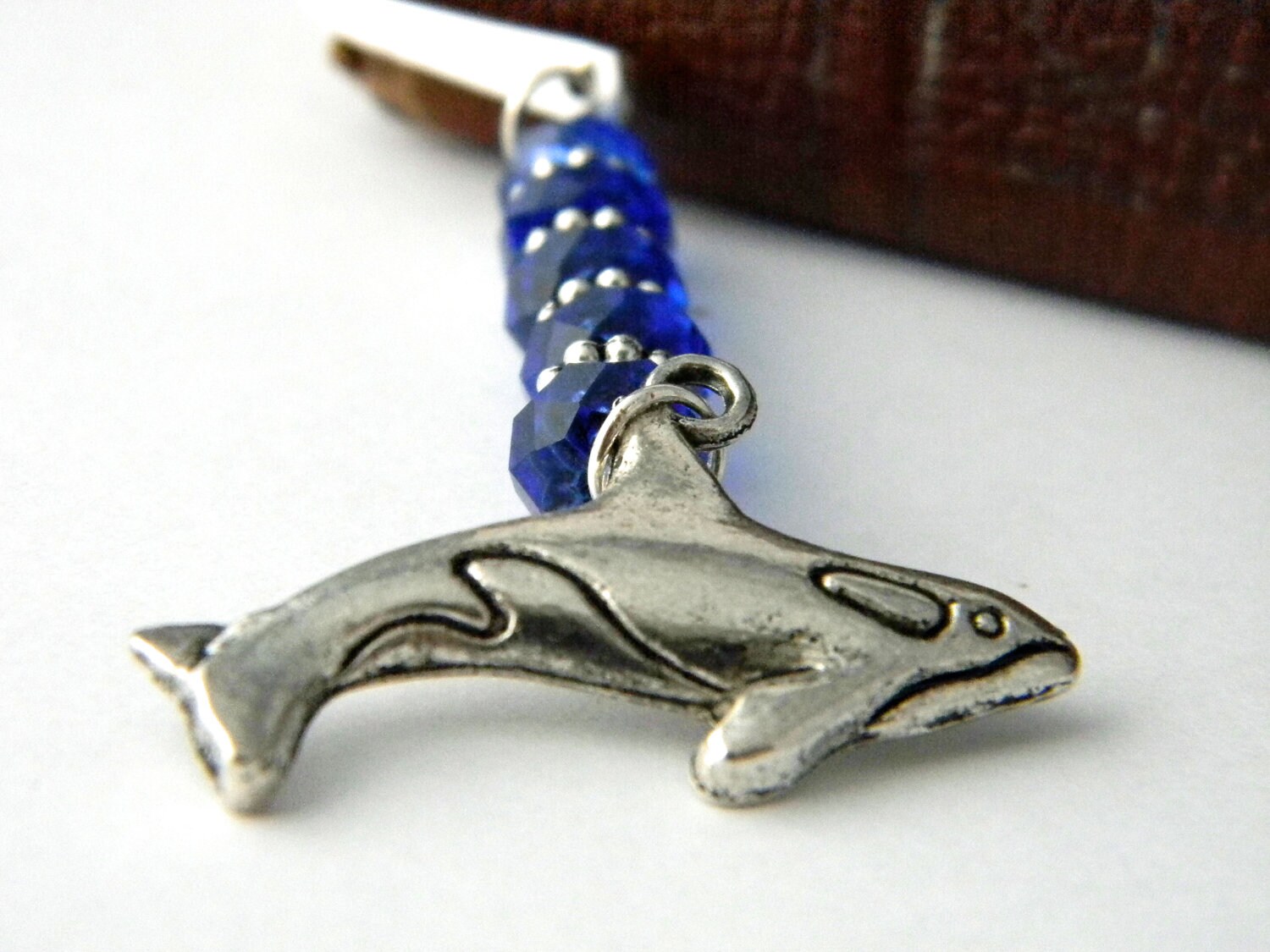 Orca Whale Bookmark With Blue Glass Beads Shepherd Hook Silver | Etsy
