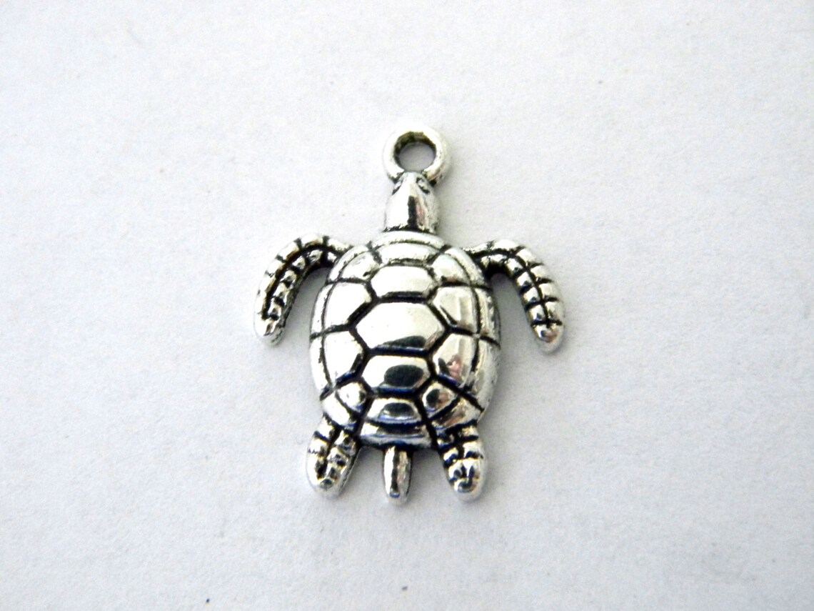 Sea Turtle Charms Set of 10 Silver Color 23x18mm - Etsy