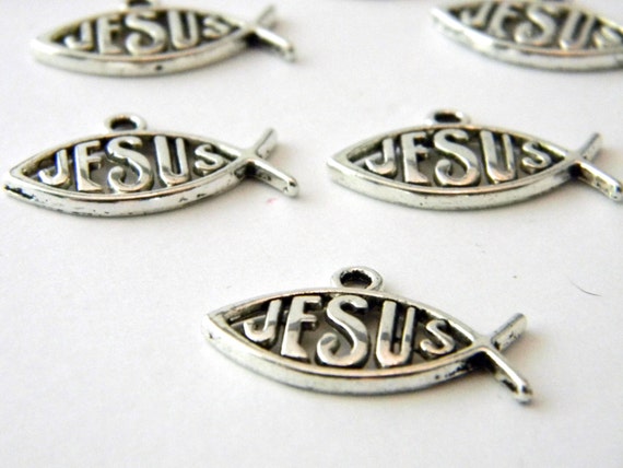 Jesus Fish Symbol Charms Set of 10 Silver Color 13x23mm - Etsy