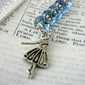 Ballerina Bookmark With Blue Glass Beads Silver Plated Steel Dance ...