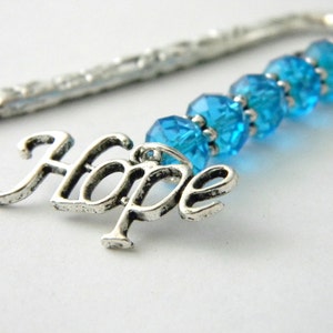 Fancy Hope Bookmark With Blue Glass Beads Shepherd Hook Silver Color - Etsy