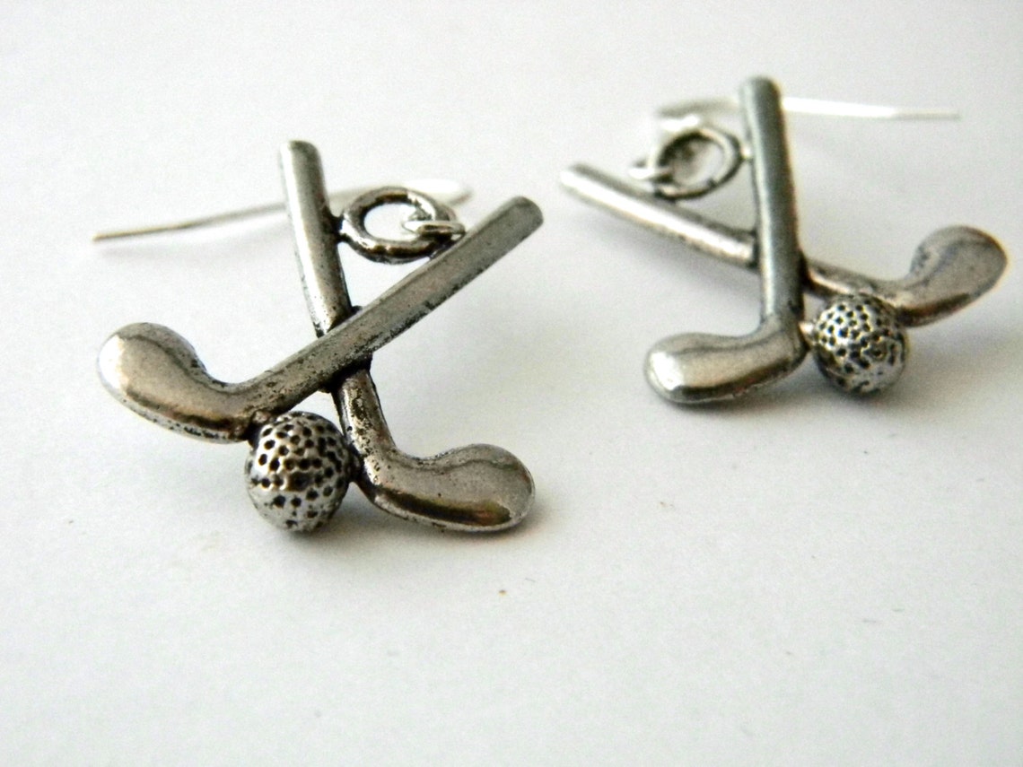 Golf Club Earrings Silver Color Dangle Earrings - Etsy