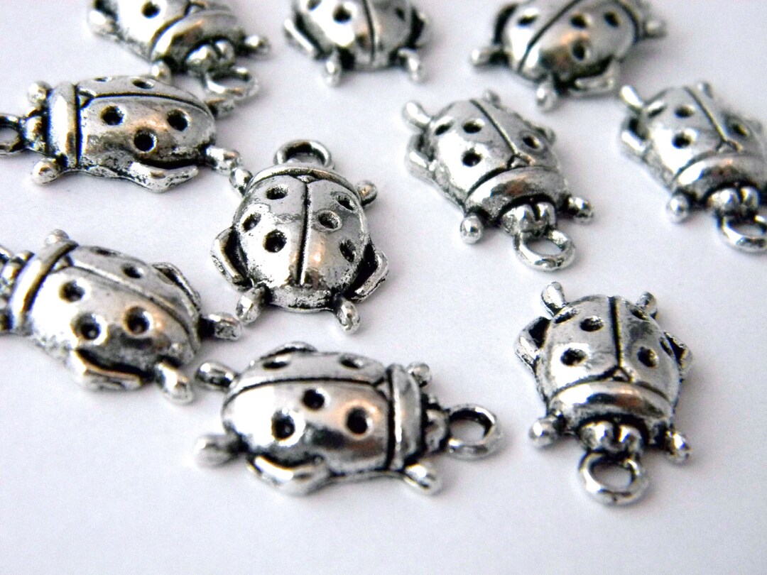 Ladybug Charms Set of 10 Silver Color 18x11mm - Etsy