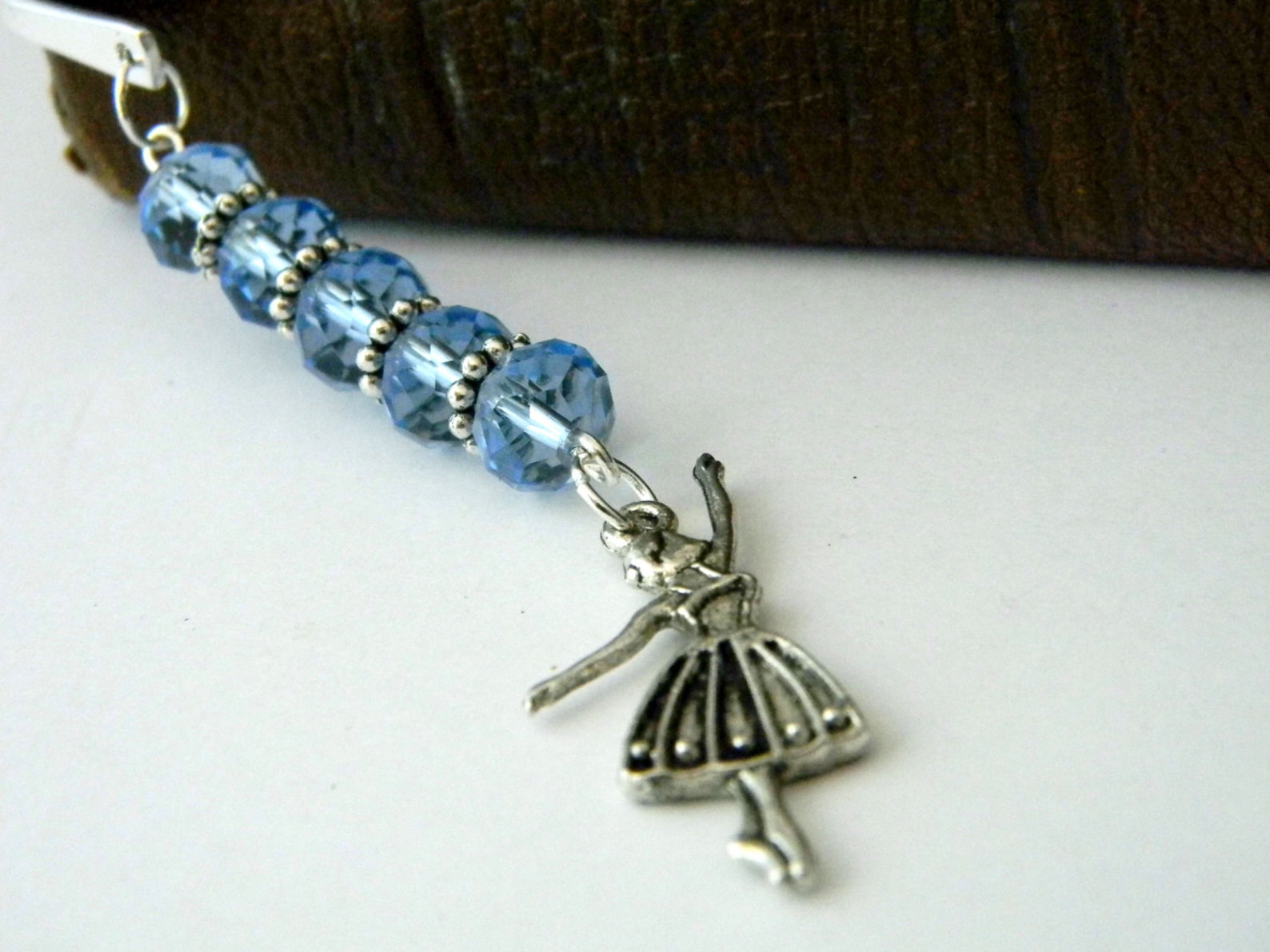Ballerina Bookmark With Blue Glass Beads Silver Plated Steel Dance ...