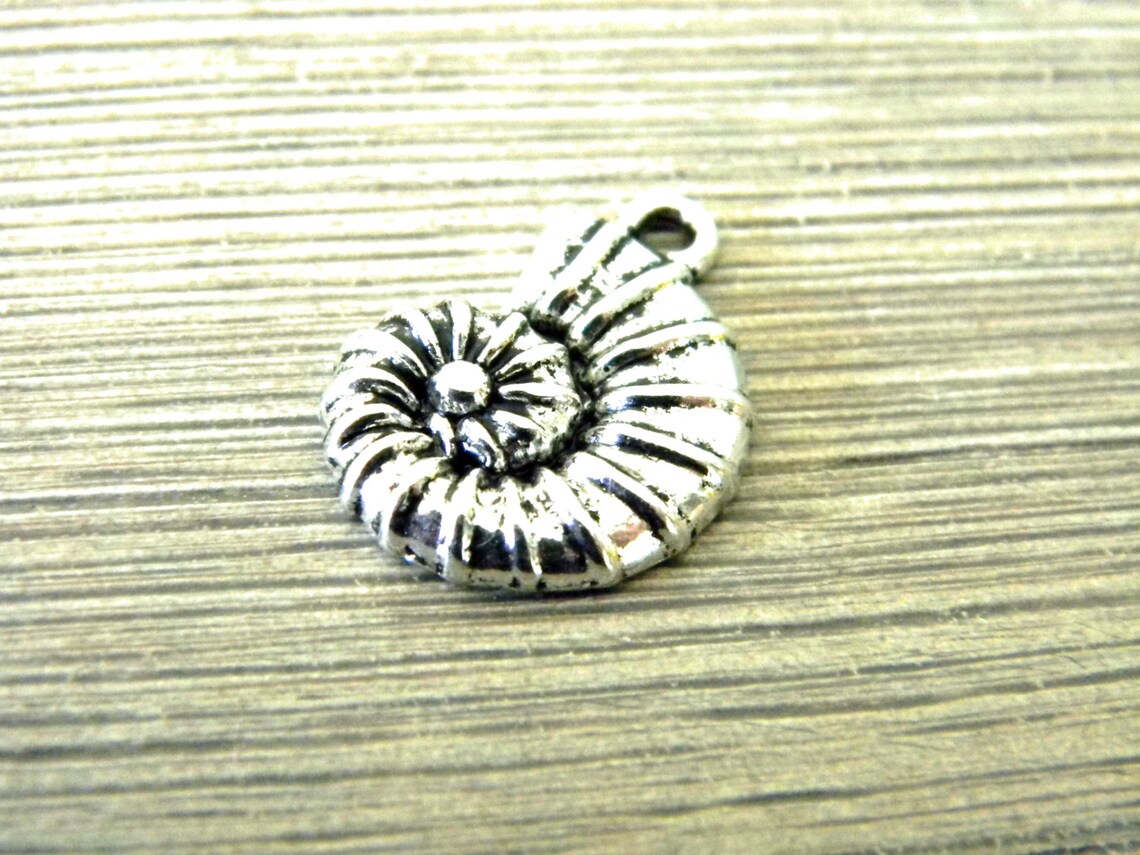 Nautilus Shell Charm Set of Eight Silver Color Spiral Charm | Etsy