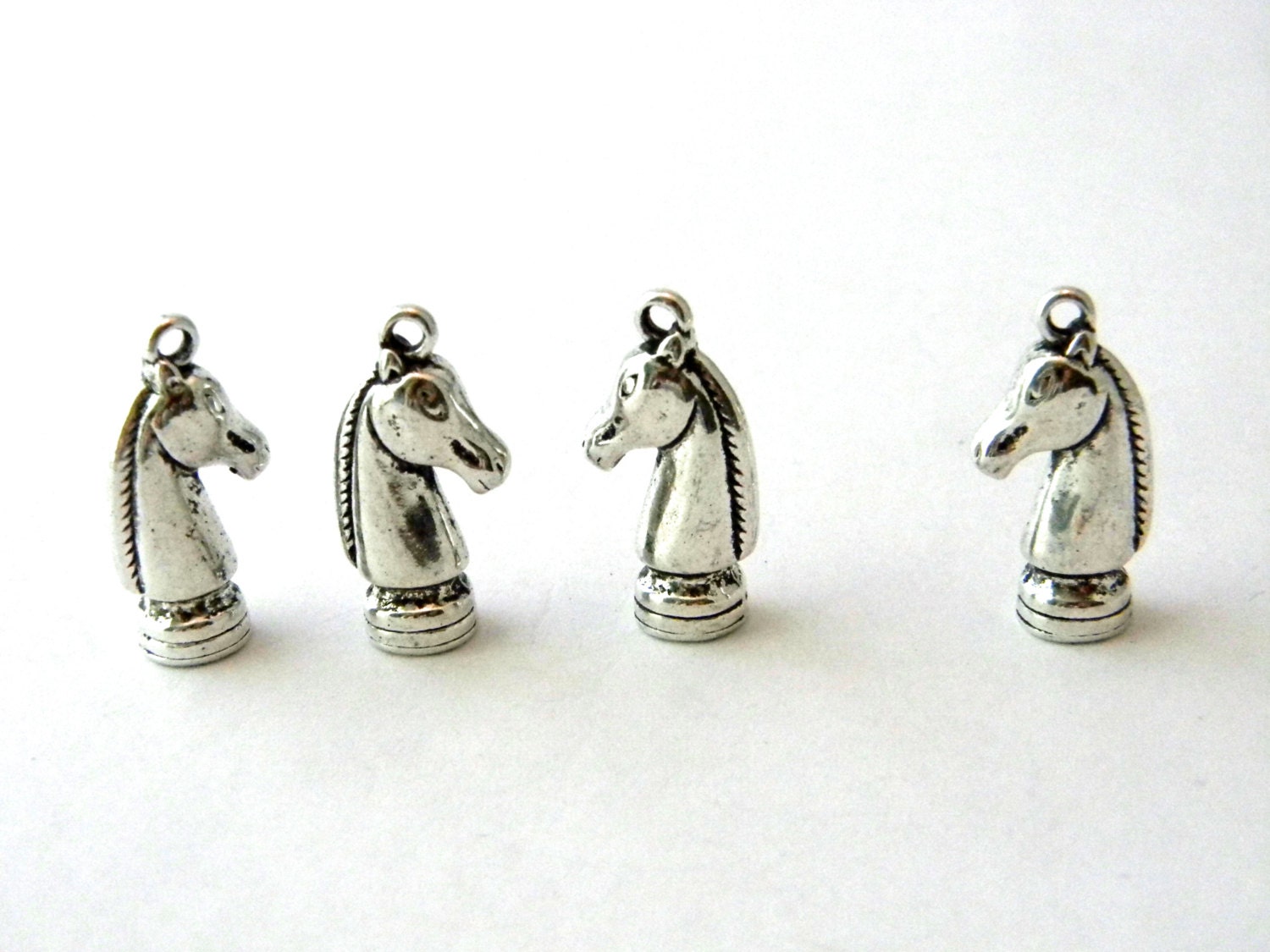 Chess Knight Charms Set of 4 Chess Horse Silver Color Charm | Etsy