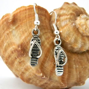Silver Sandal Earrings Dangle Earrings Flip Flop Earrings Silver Color ...