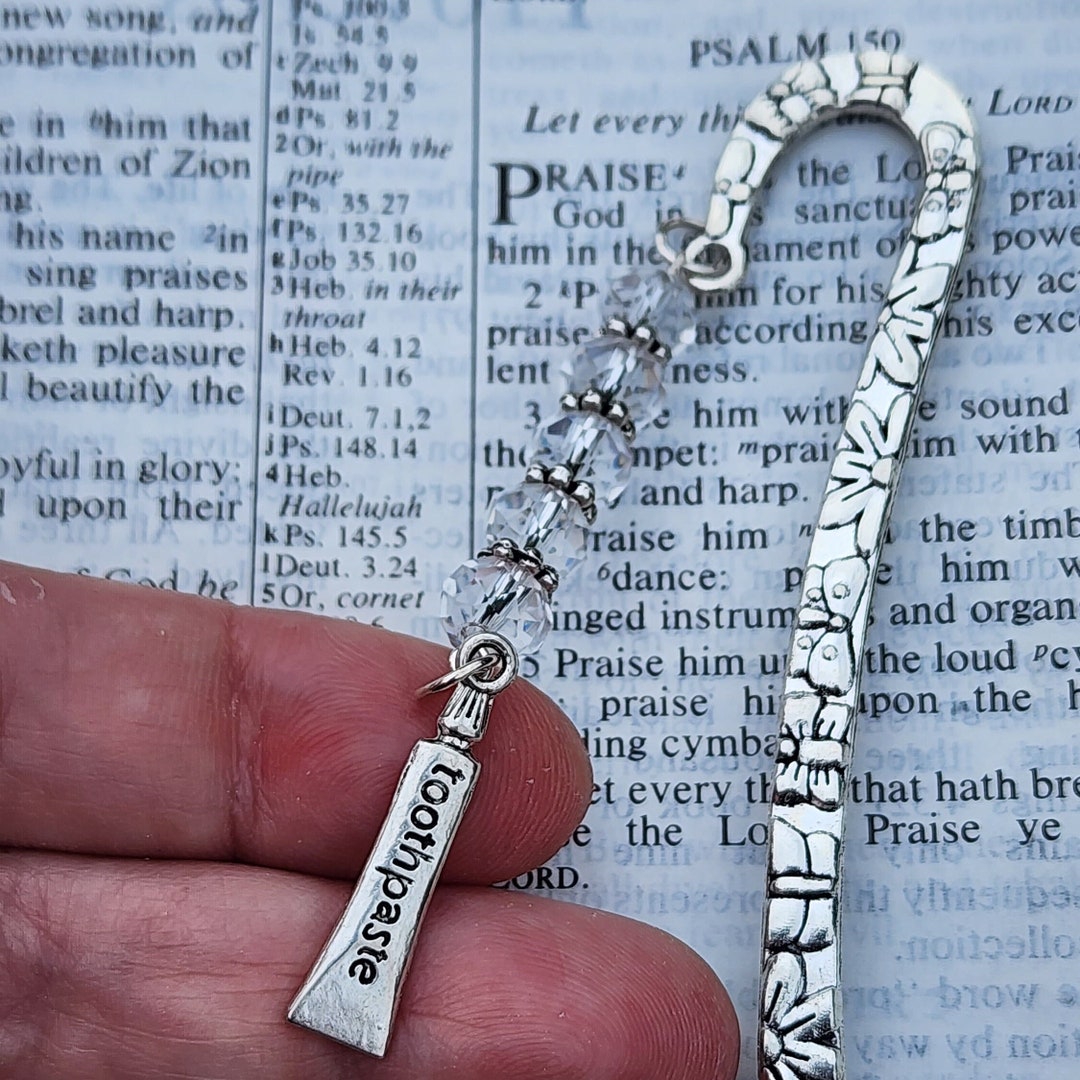Toothpaste Bookmark With Clear Glass Beads Shepherd Hook Steel - Etsy