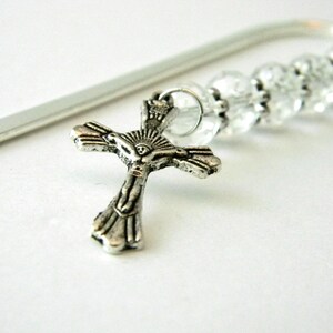 Crucifix Cross Bookmark With Clear Glass Beads Silver Plated Steel ...