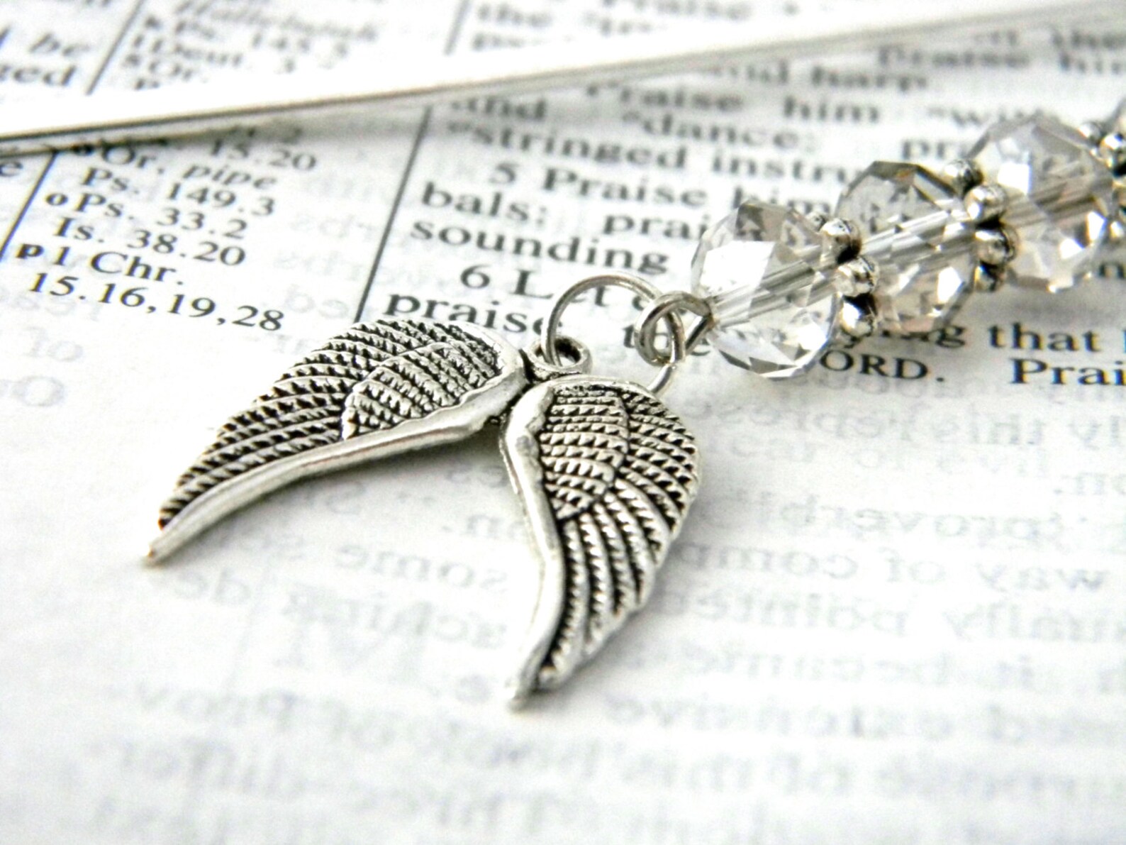 Wing Bookmark With Smoky Quartz Beads Shepherd Hook Silver | Etsy