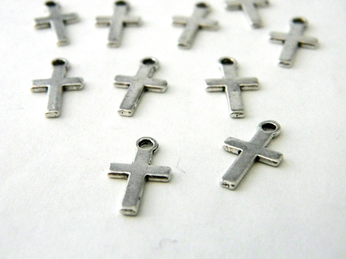 Small Simple Cross Charms Set of 10 Silver Color 15x8mm - Etsy