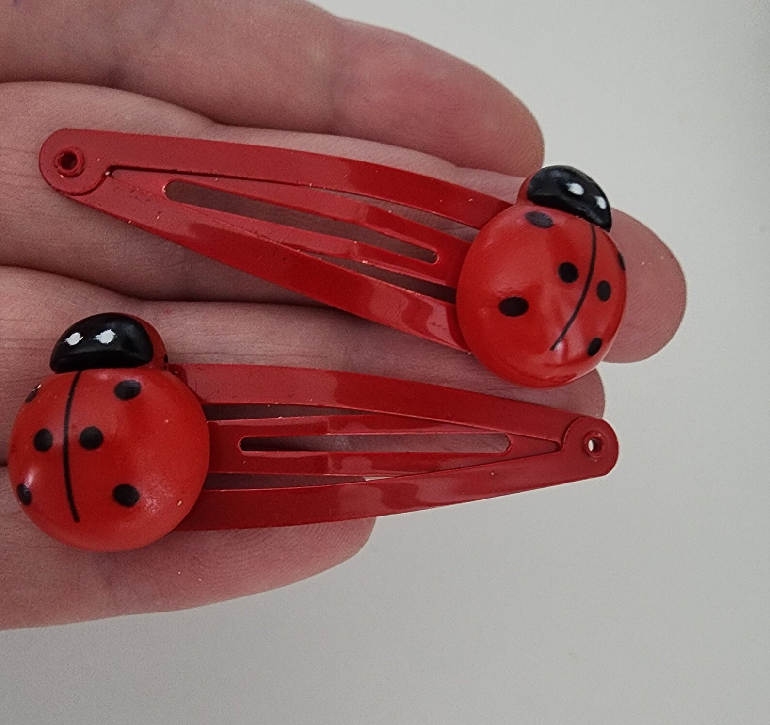 Red Ladybug Hair Clips Set of Two Red Hair Clip Metal Snap Barrette ...