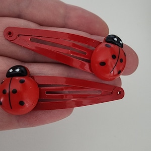 Red Ladybug Hair Clips Set of Two Red Hair Clip Metal Snap Barrette ...