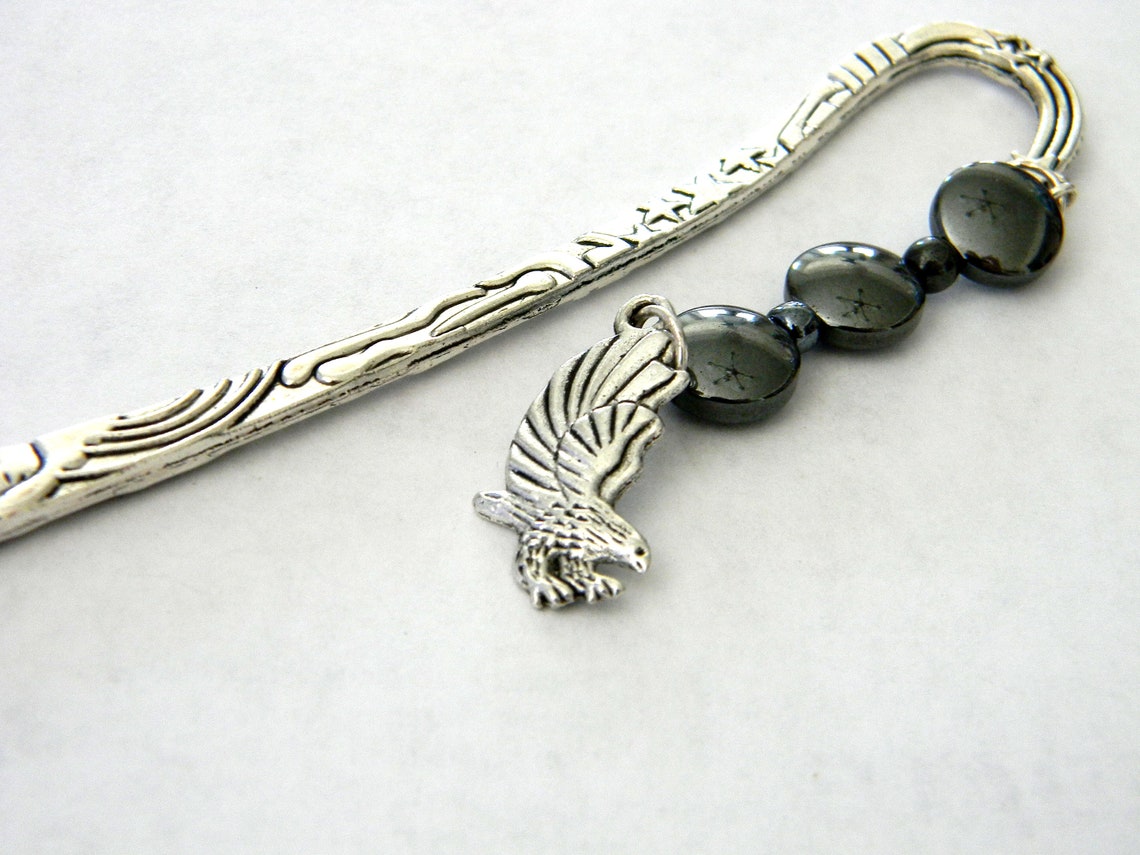 Eagle Bookmark With Black Hematite Beads Celestial Bookmark - Etsy UK