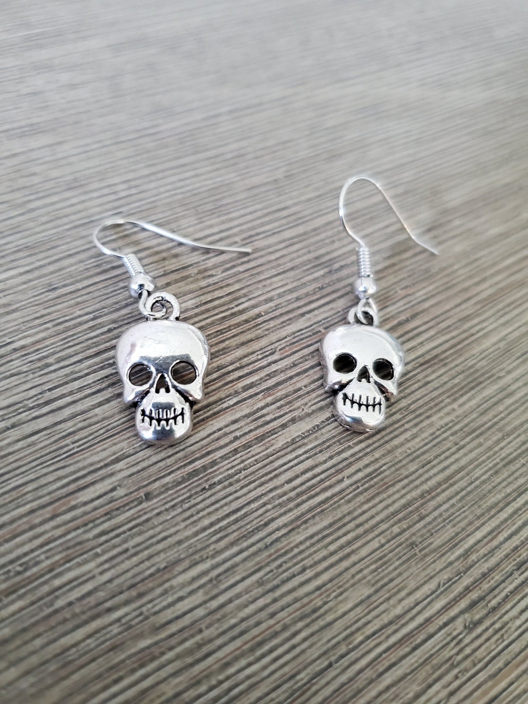Skull Earrings Silver Color Dangle Earrings Human Skull - Etsy.de
