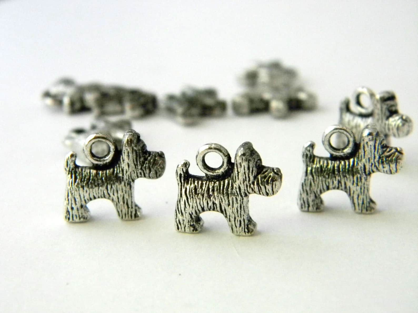 Terrier Dog Charms Set of 10 Silver Color 13x14mm 3D Charms - Etsy
