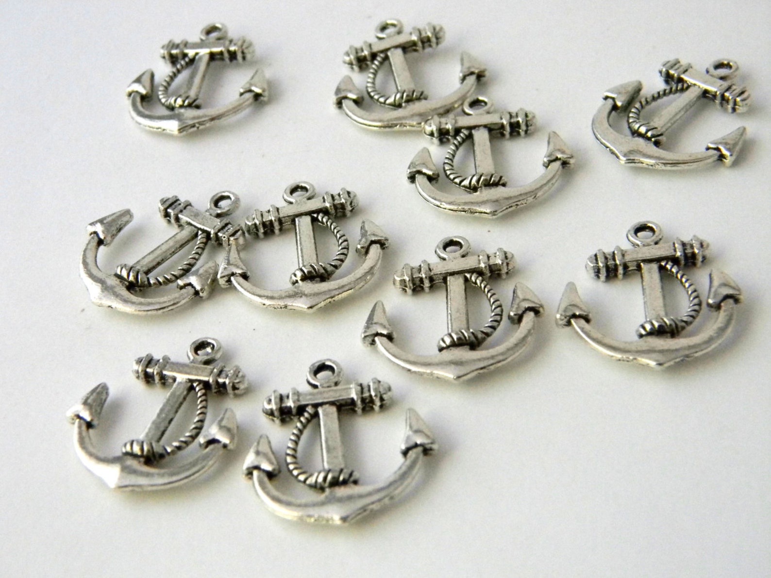 Silver Anchor Charms Set of 10 Silver Color 23x21mm - Etsy