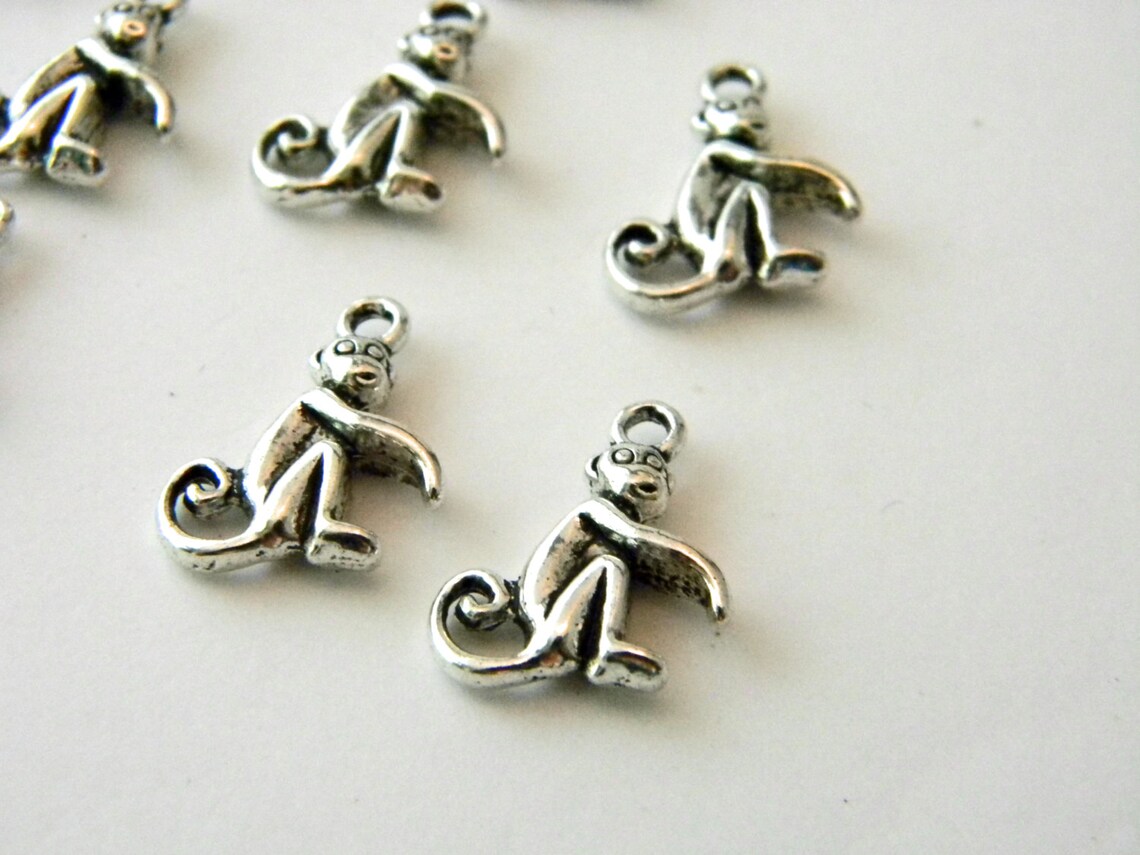 Monkey Charms Set of 10 Silver Color 16x18mm - Etsy