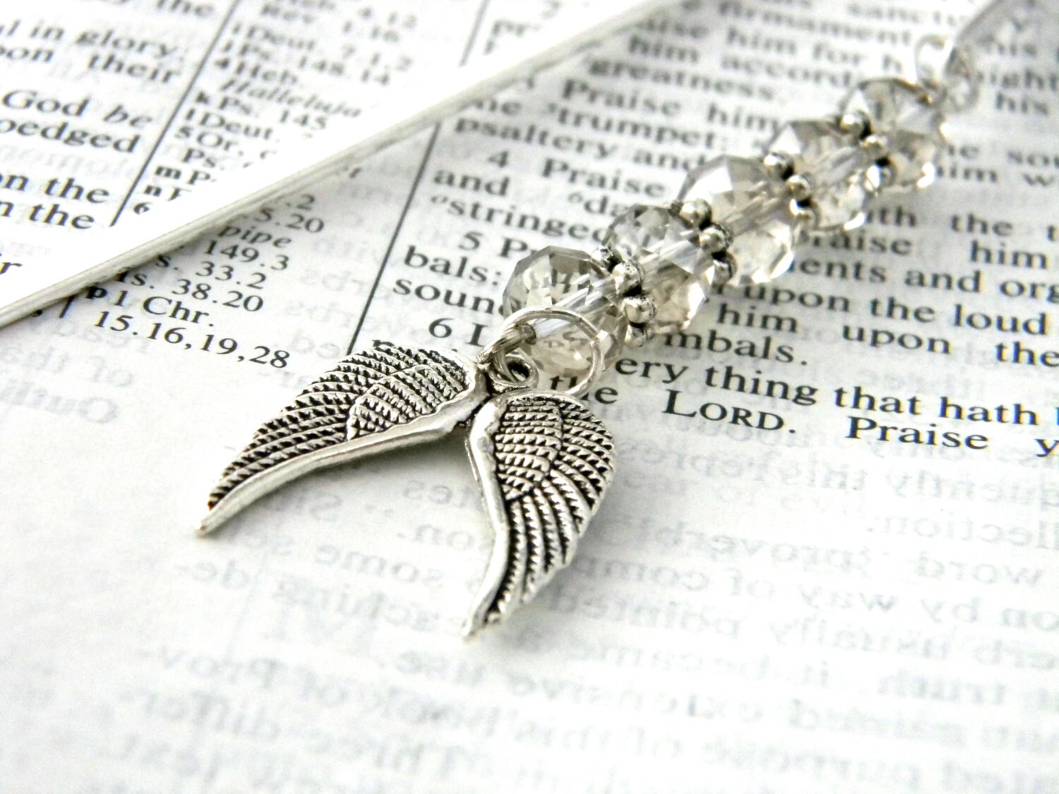 Wing Bookmark with Smoky Quartz Beads Shepherd Hook Silver | Etsy