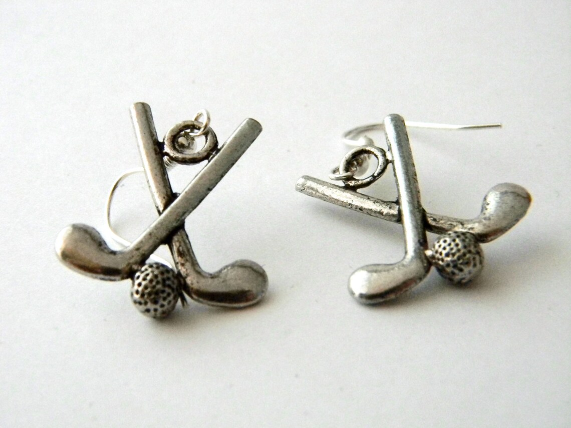 Golf Club Earrings Silver Color Dangle Earrings - Etsy