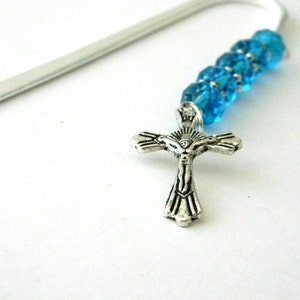 Crucifix Cross Bookmark With Blue Glass Beads Shepherd Hook Steel ...