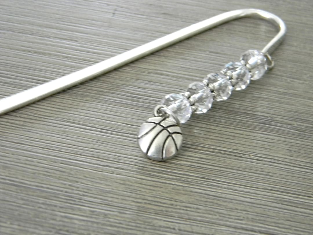 Basketball Bookmark With Clear Glass Beads Shepherd Hook Steel Bookmark ...