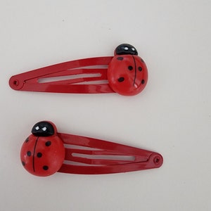 Red Ladybug Hair Clips Set of Two Red Hair Clip Metal Snap Barrette ...