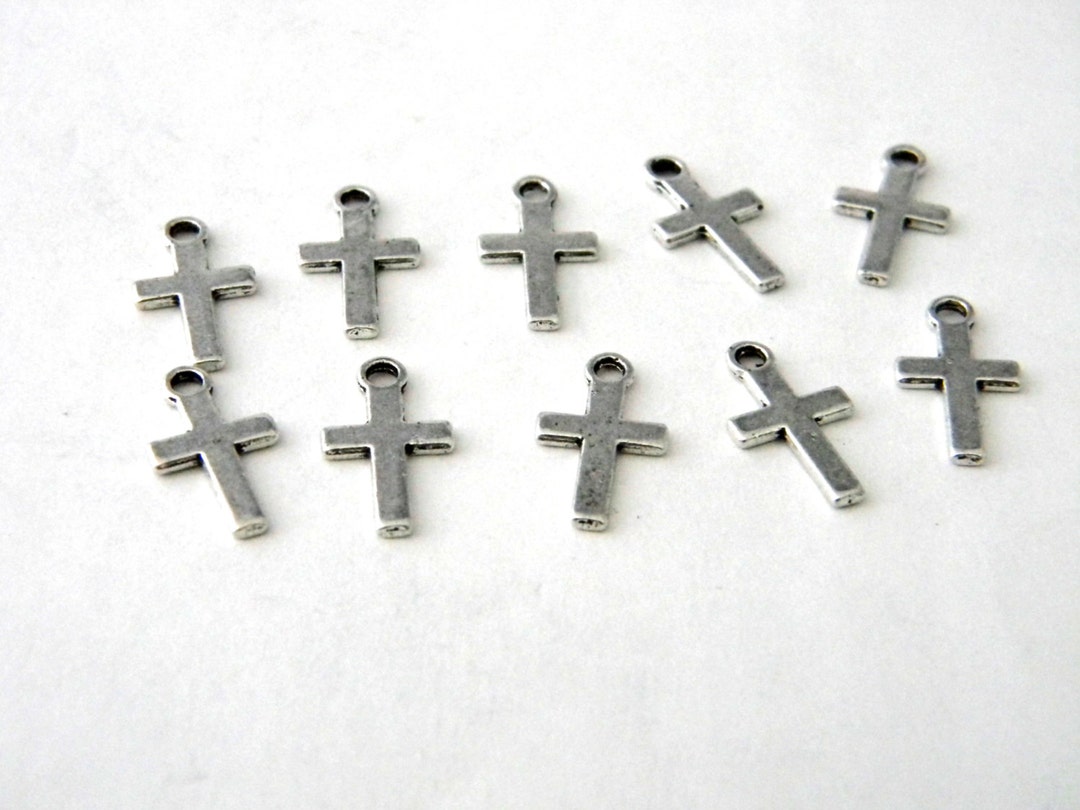 Small Simple Cross Charms Set of 10 Silver Color 15x8mm - Etsy