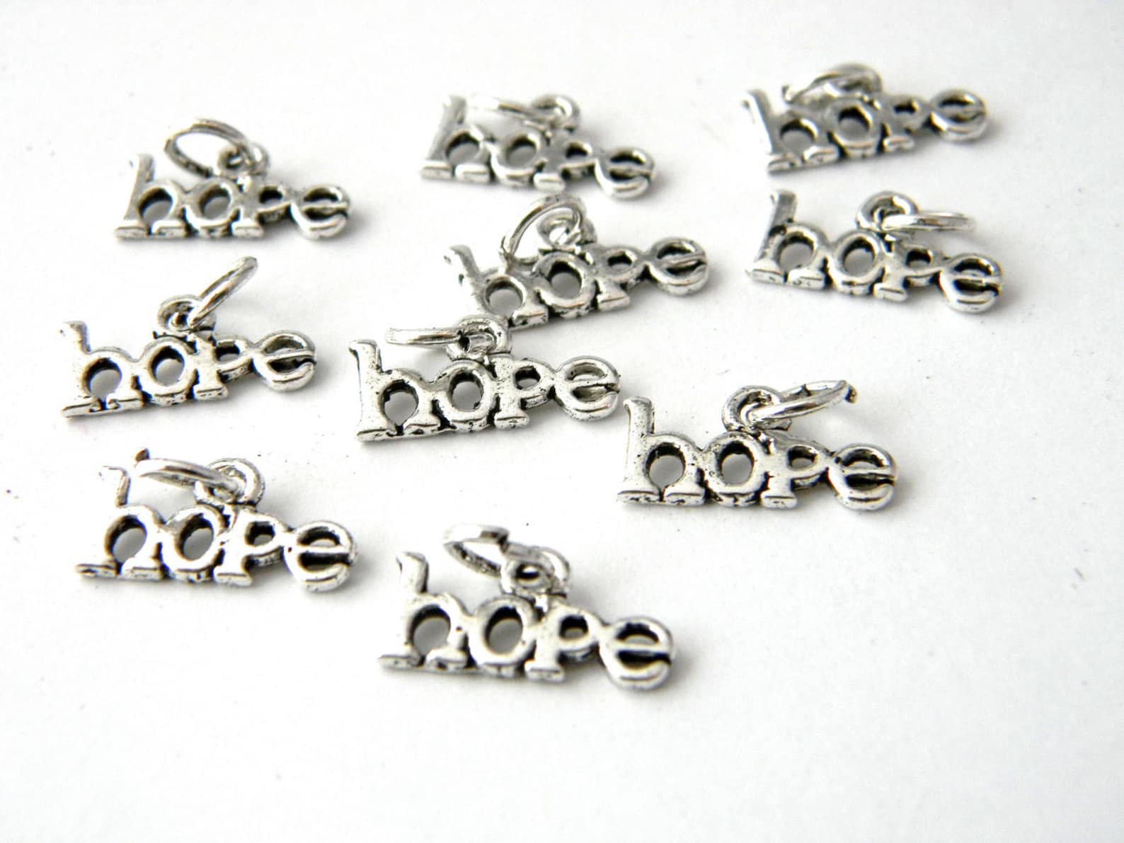 Hope Charms Set of 10 Silver Color 8x15mm | Etsy