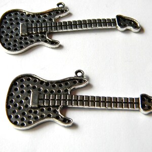 Large Electric Guitar Charms Set of Two Silver Color 24x58mm - Etsy