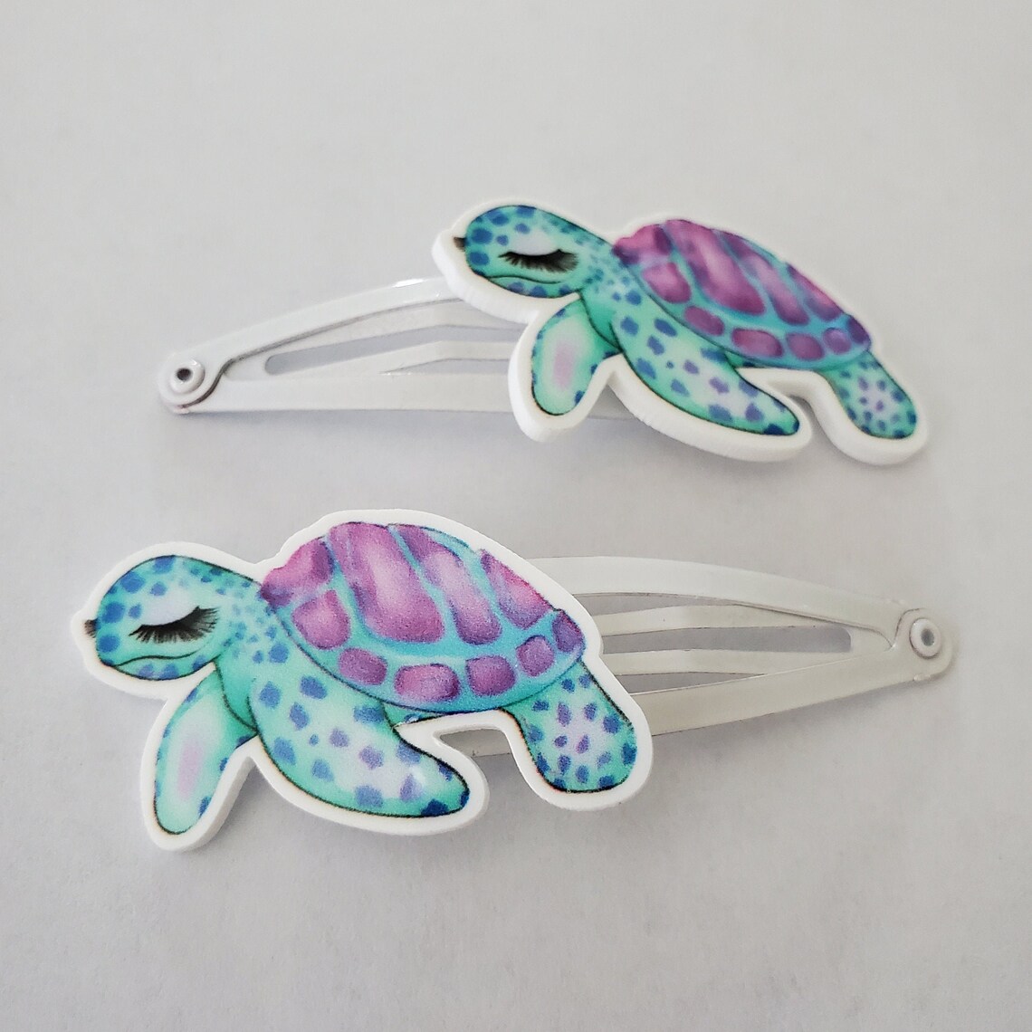 Sea Turtle Hair Clips Set of Two White Hair Clip Metal Snap - Etsy España