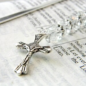 Crucifix Cross Bookmark With Clear Glass Beads Silver Plated Steel ...