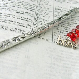 Fancy Hope Bookmark With Red Glass Beads Shepherd Hook Silver Color - Etsy