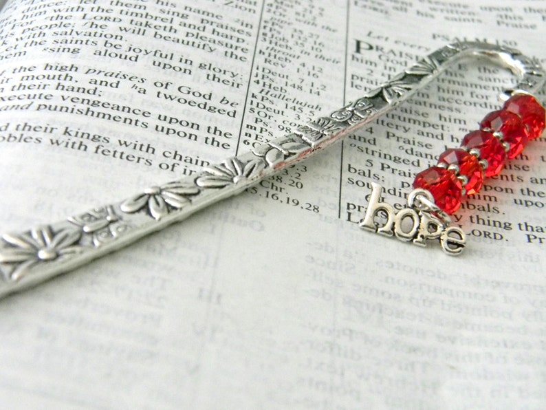 Fancy Hope Bookmark With Red Glass Beads Shepherd Hook Silver Color - Etsy