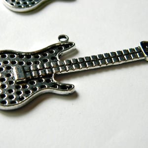 Large Electric Guitar Charms Set of Two Silver Color 24x58mm - Etsy