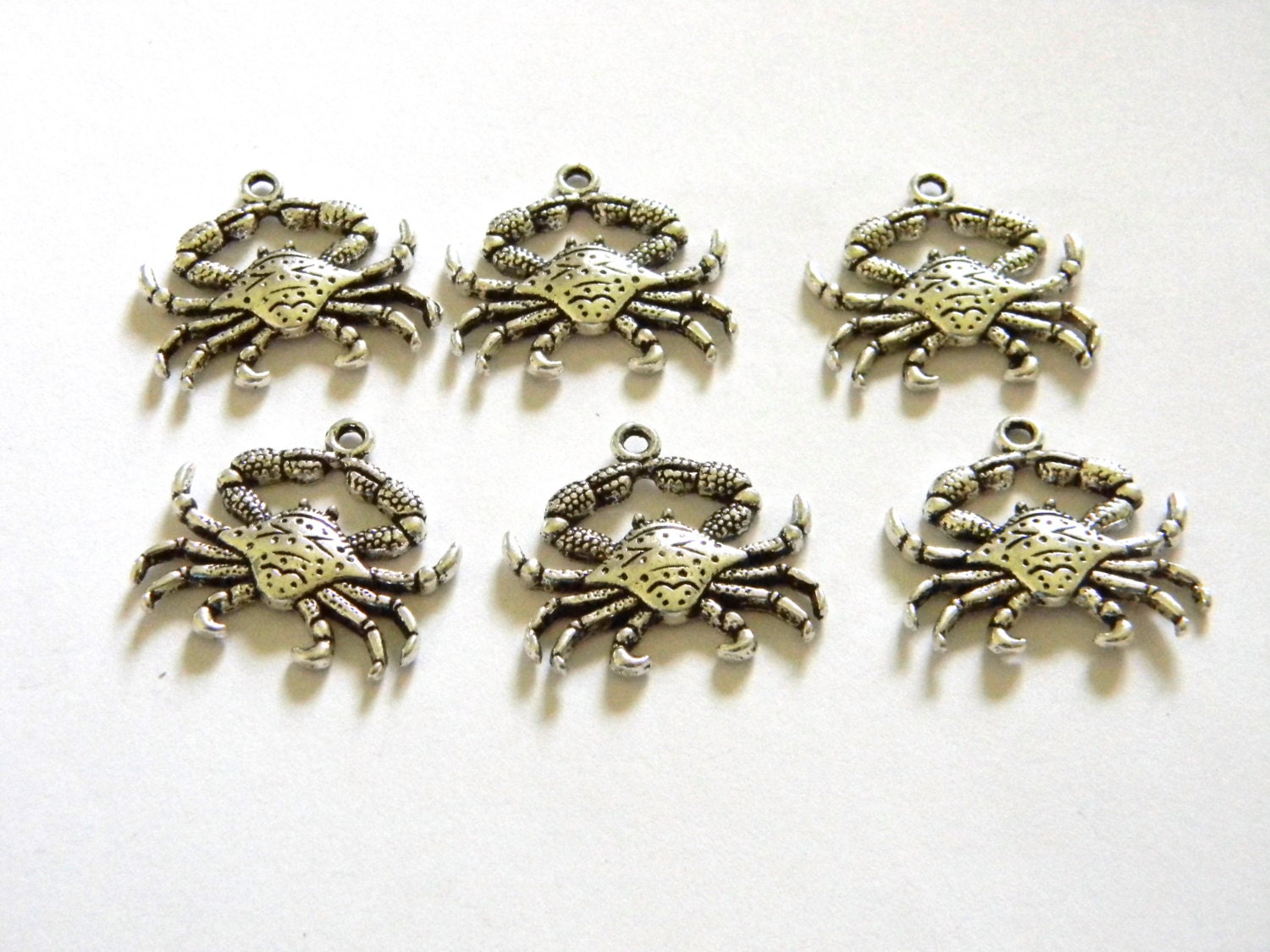 Detailed Crab Charms Set of 6 Silver Color 23x24mm - Etsy India