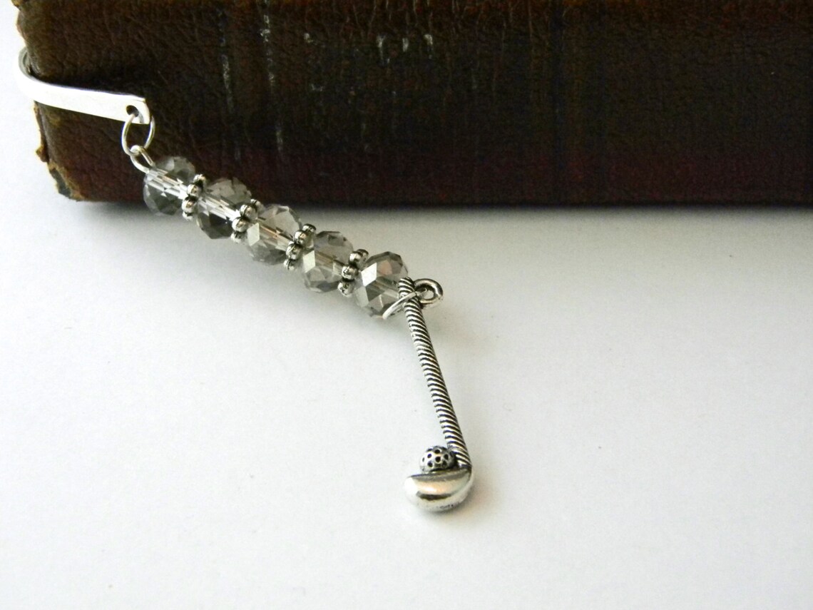 Golf Club Bookmark With Smoky Quartz Glass Beads - Etsy