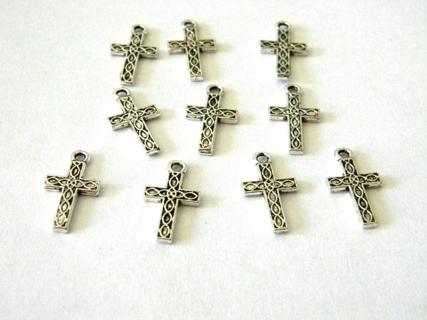 Infinity Pattern Cross Charms Set of 10 Silver Color 18x10mm - Etsy