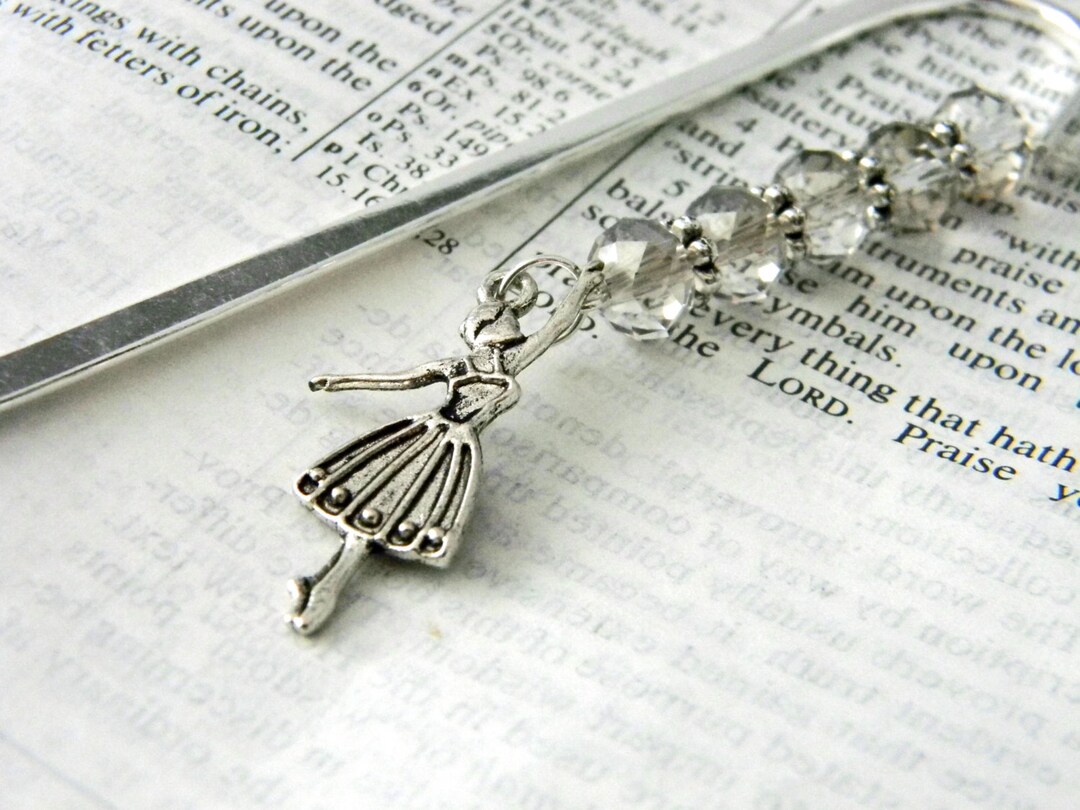 Ballerina Bookmark With Smoky Quartz Glass Beads Shepherd Hook Steel ...