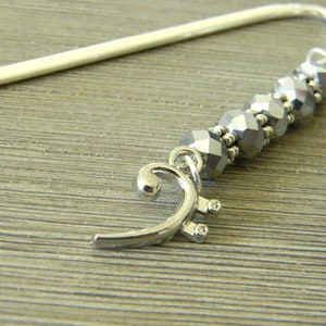Bass Clef Bookmark With Silver Glass Beads Shepherd Hook Steel Bookmark ...